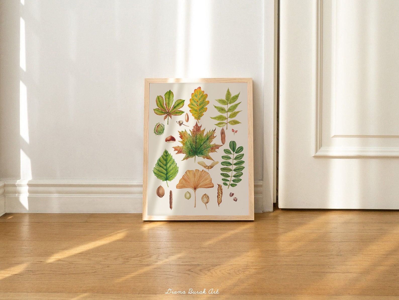 Tree Leaves Art Print, Vintage Botanical Illustration, Tree Poster ...