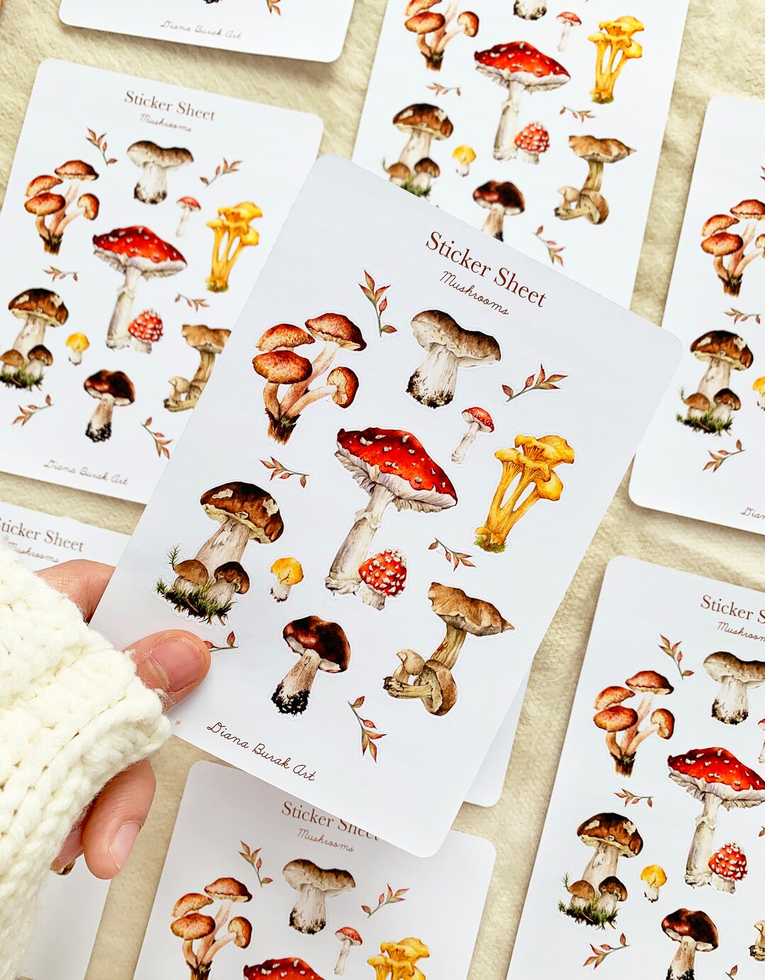 Mushroom Sticker Sheet, Mushroom Stickers, Journaling Stickers, Fall ...