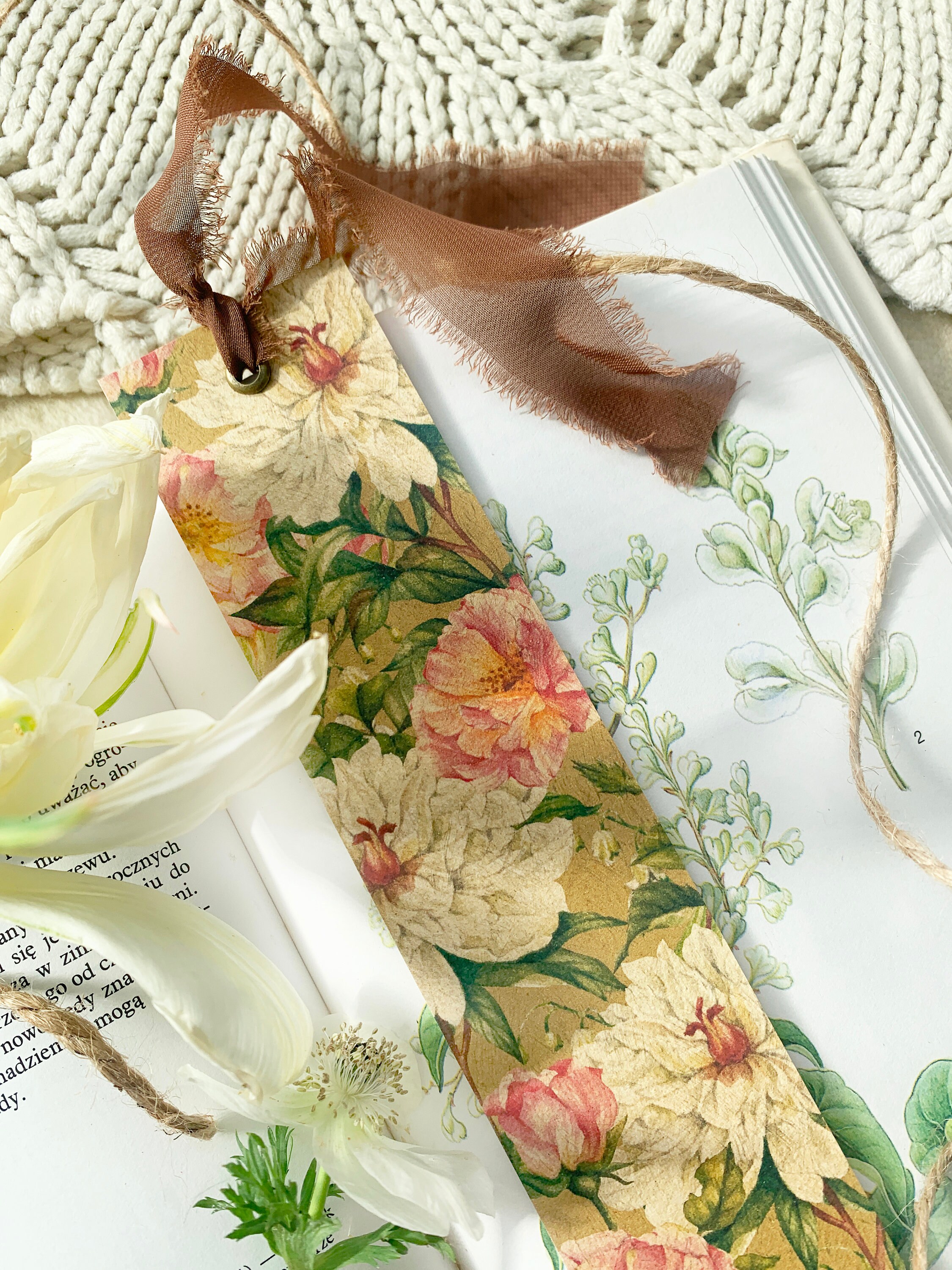 Vintage Flower Bookmark With Ribbon,book Lovers Gift,vintage Bookmark ...