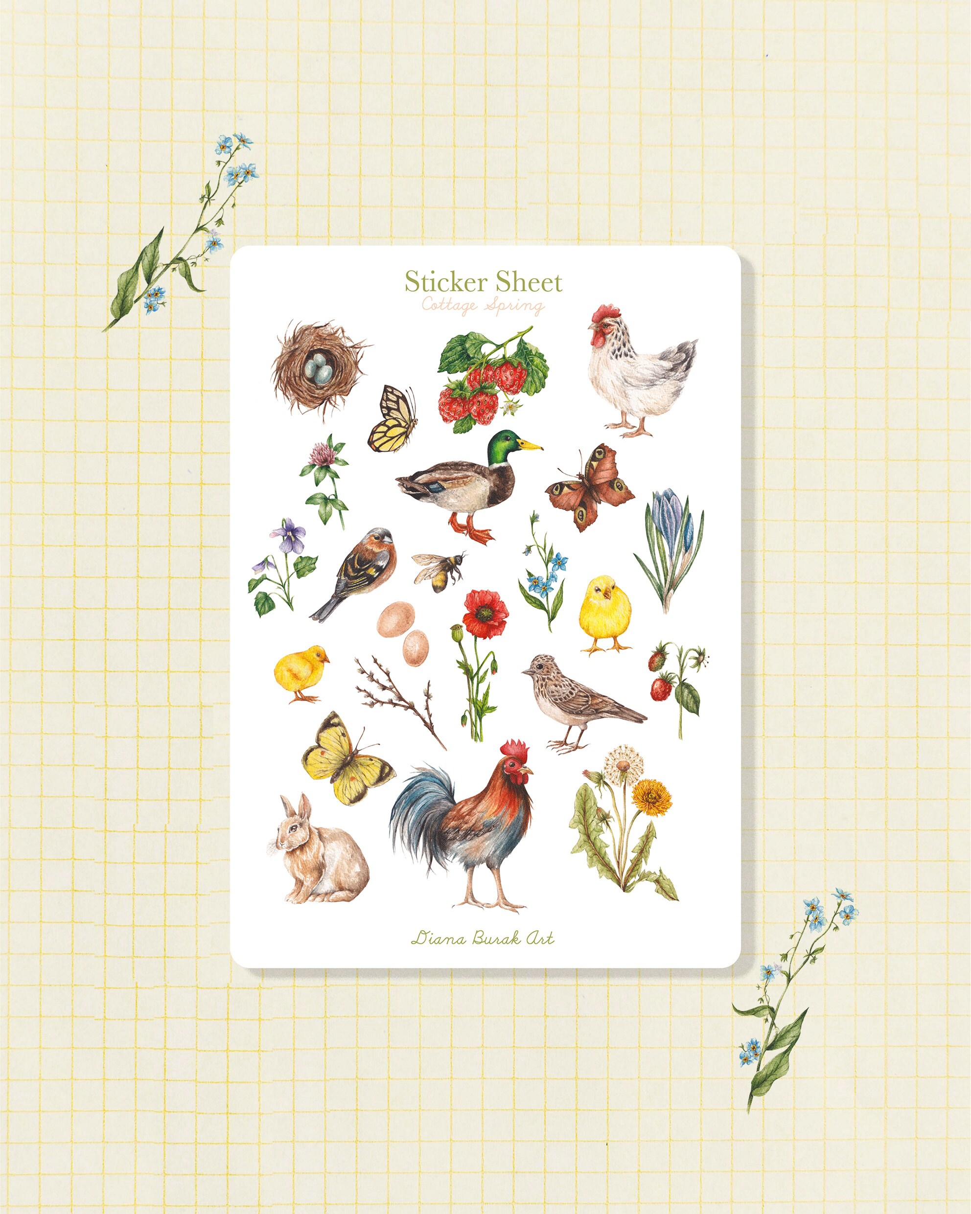 Spring Garden Sticker Sheet,cottagecore Stickers,journaling Sticker ...