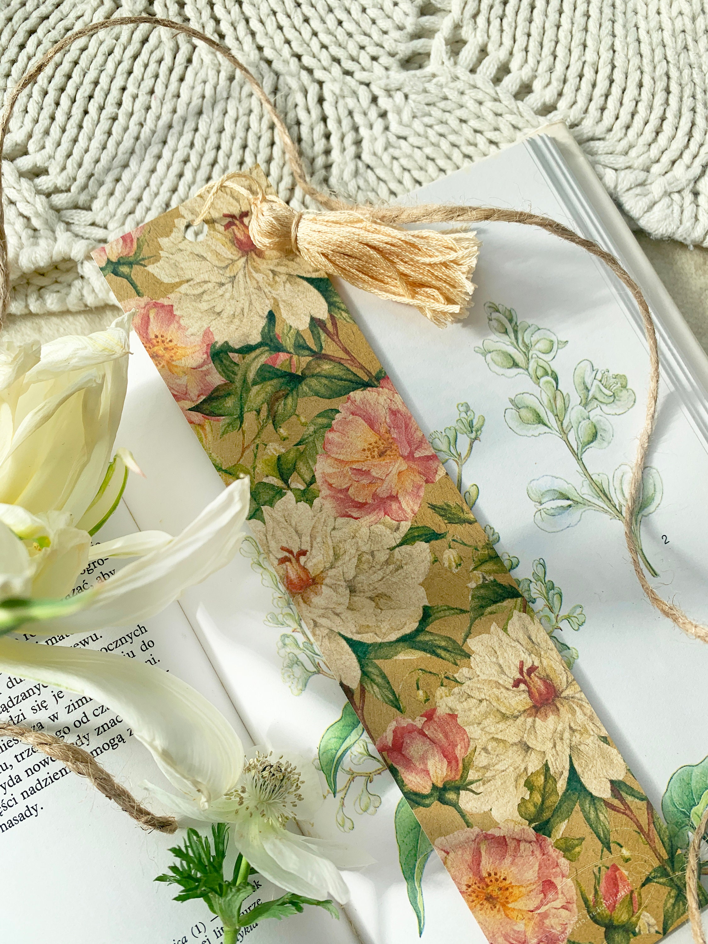 Vintage Flower Bookmark With Ribbon,book Lovers Gift,vintage Bookmark ...