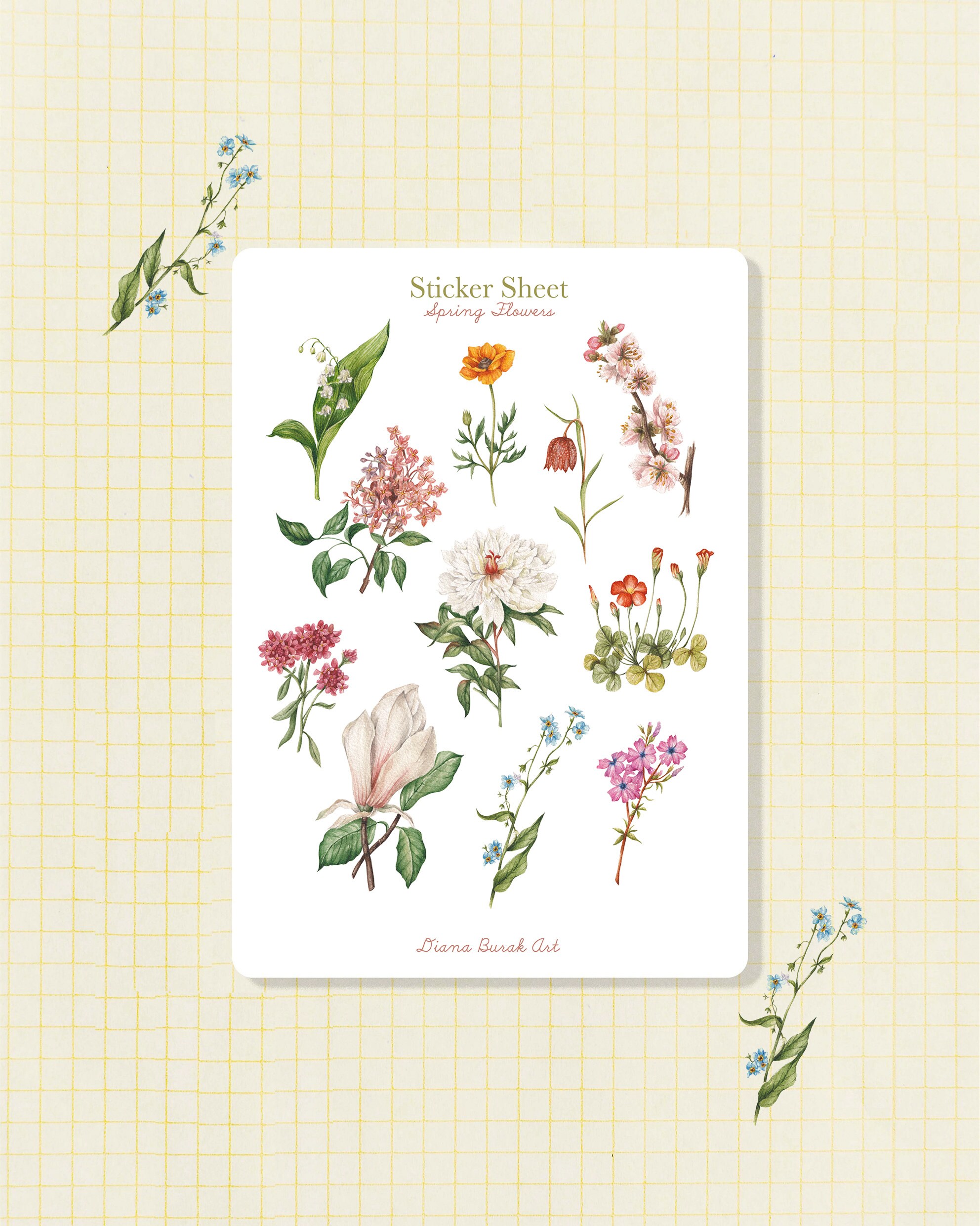 Spring Flower Sticker Sheet,cottagecore Stickers,journaling Sticker ...