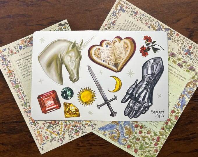 Medieval Illustrated Vinyl Sticker Sheet - Etsy