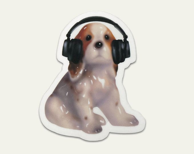 Dog With Headphones Sticker - Etsy