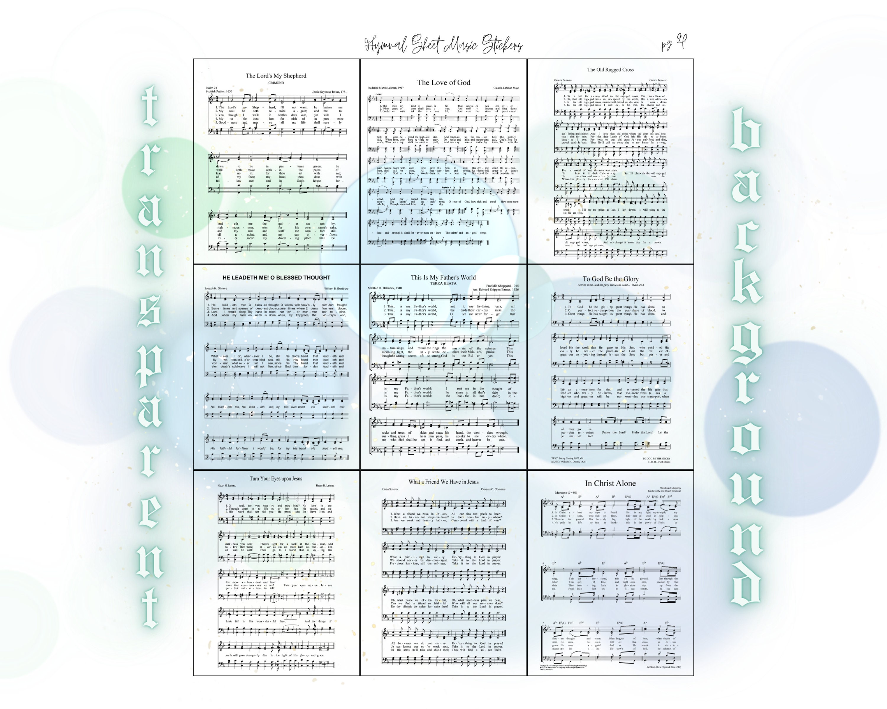 Transparent Hymn Stickers Christian Hymn Decals Christian - Etsy