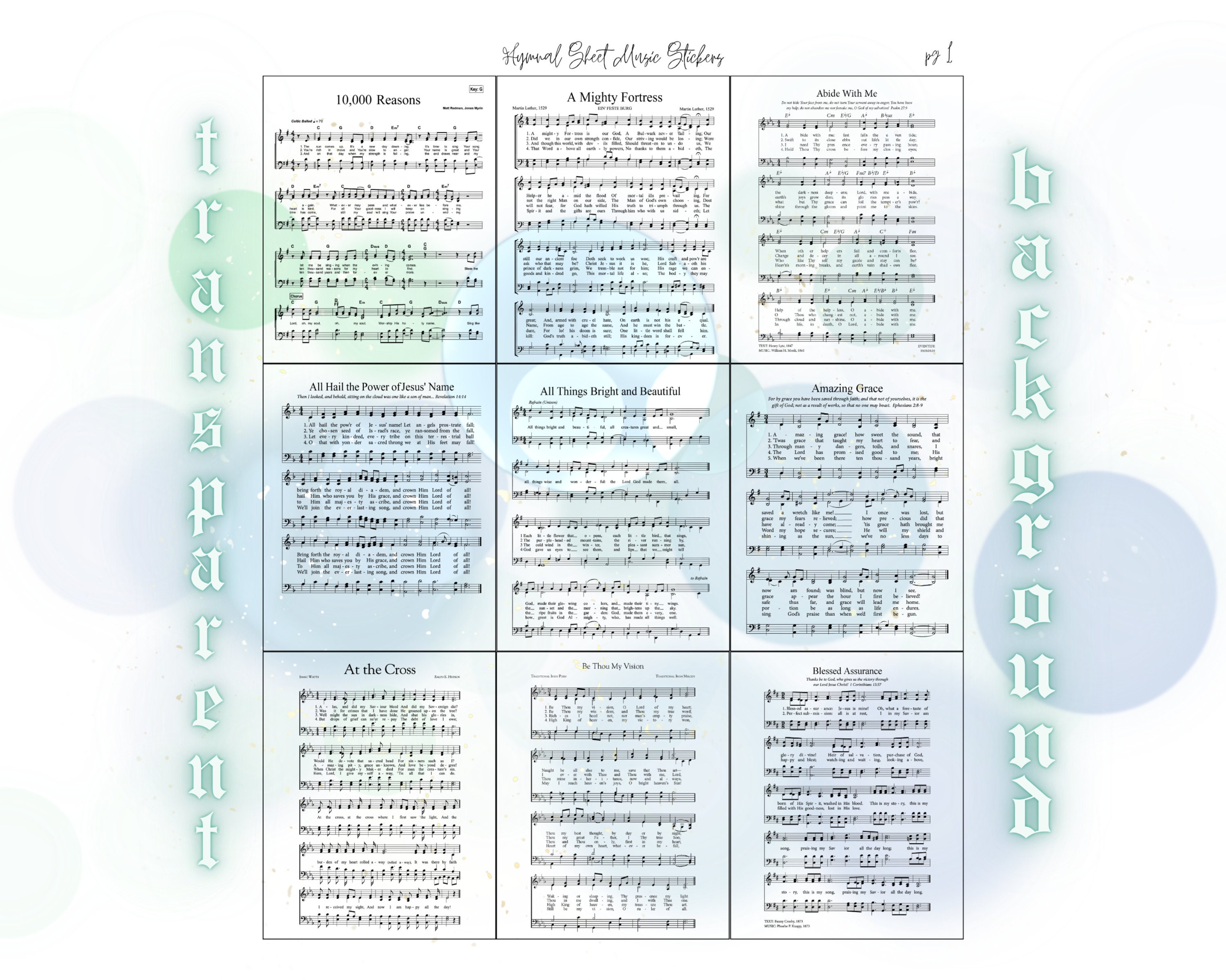 Transparent Hymn Stickers Christian Hymn Decals Christian - Etsy