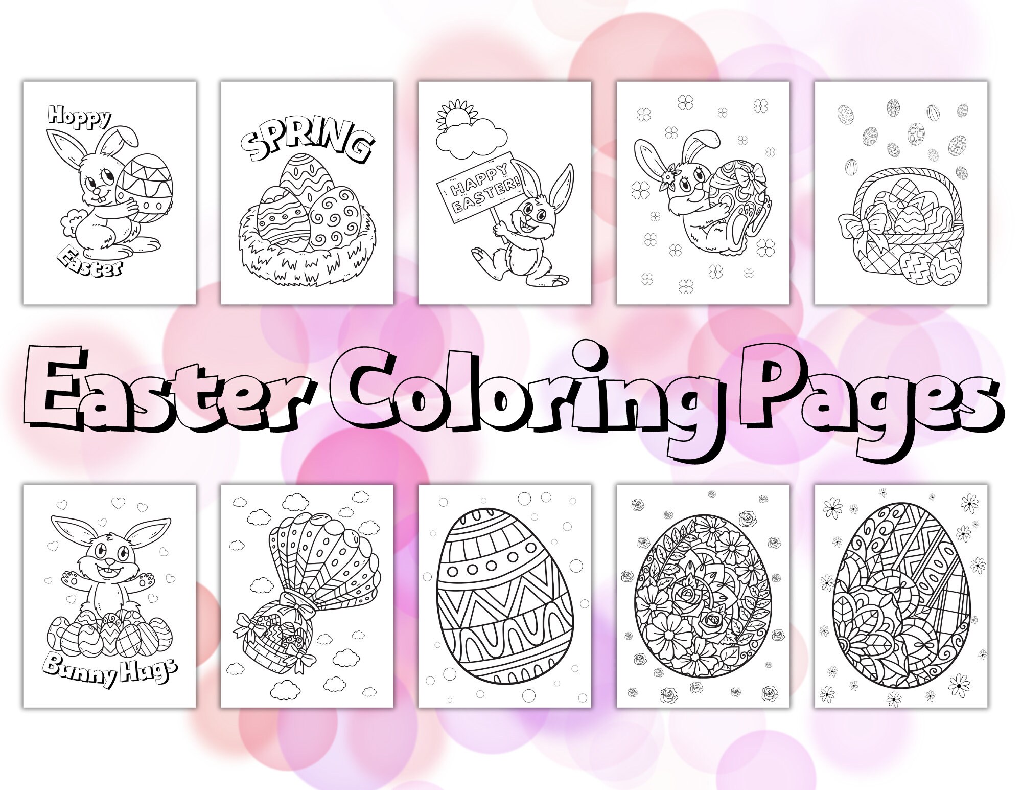 Easter Coloring Pages for Kids, 10 Cute Coloring Pages (printable PDF ...
