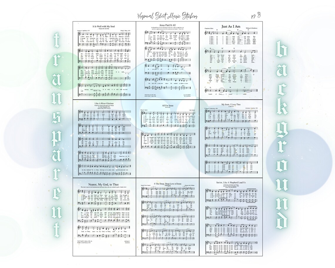 Transparent Hymn Stickers Christian Hymn Decals Christian - Etsy