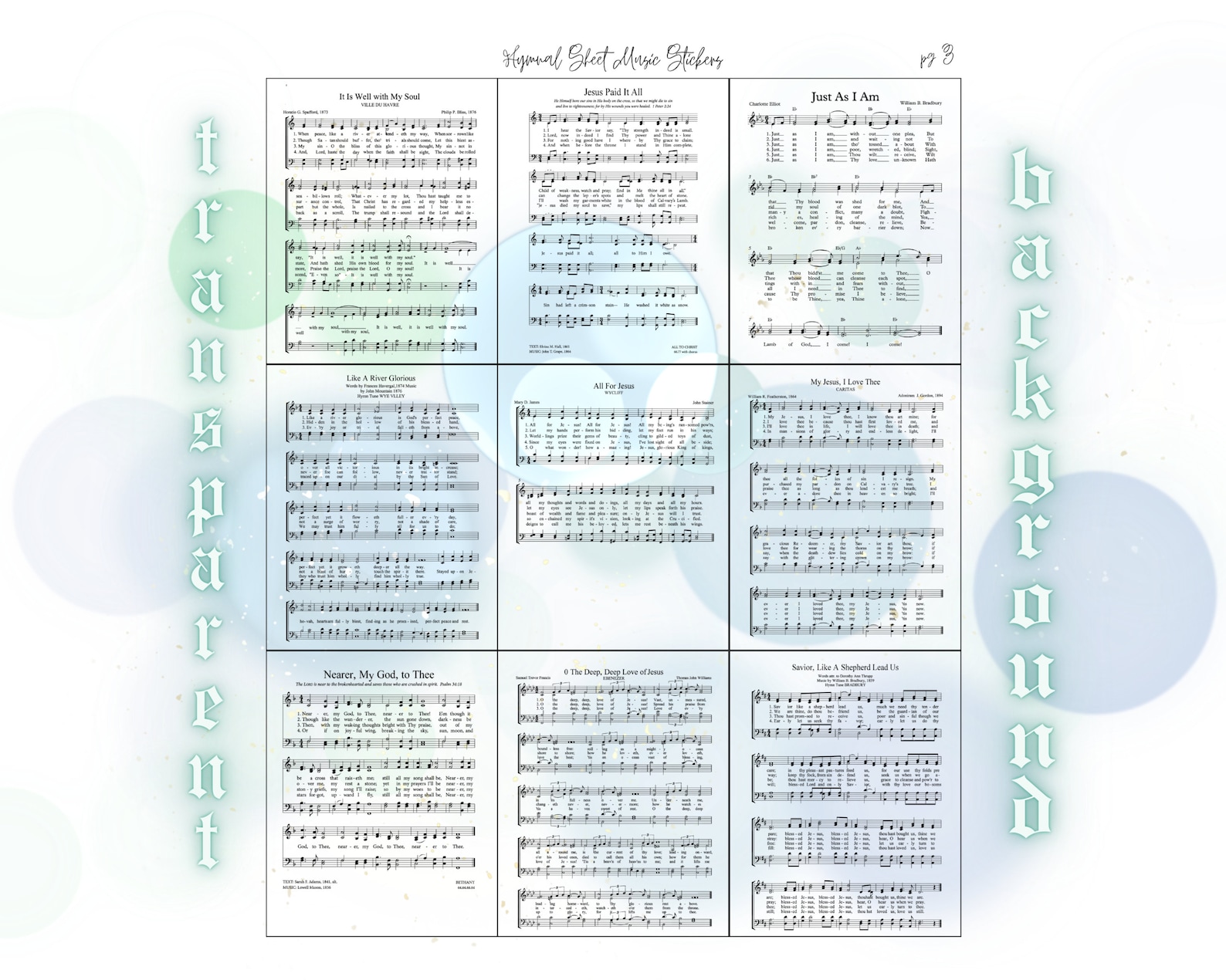 Transparent Hymn Stickers, Christian Hymn Decals, Christian Stickers ...
