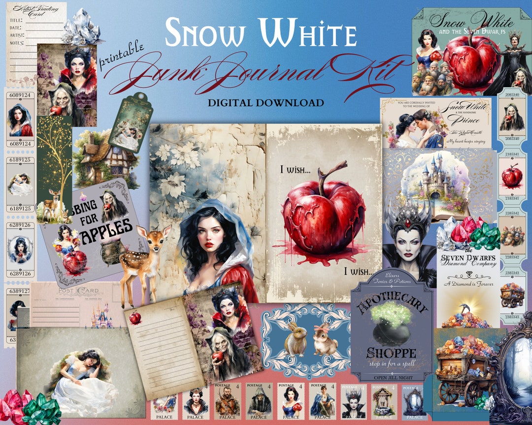 Snow White Junk Journal Kit, Digital Download, Printable 8.5 X 11 PNG ...
