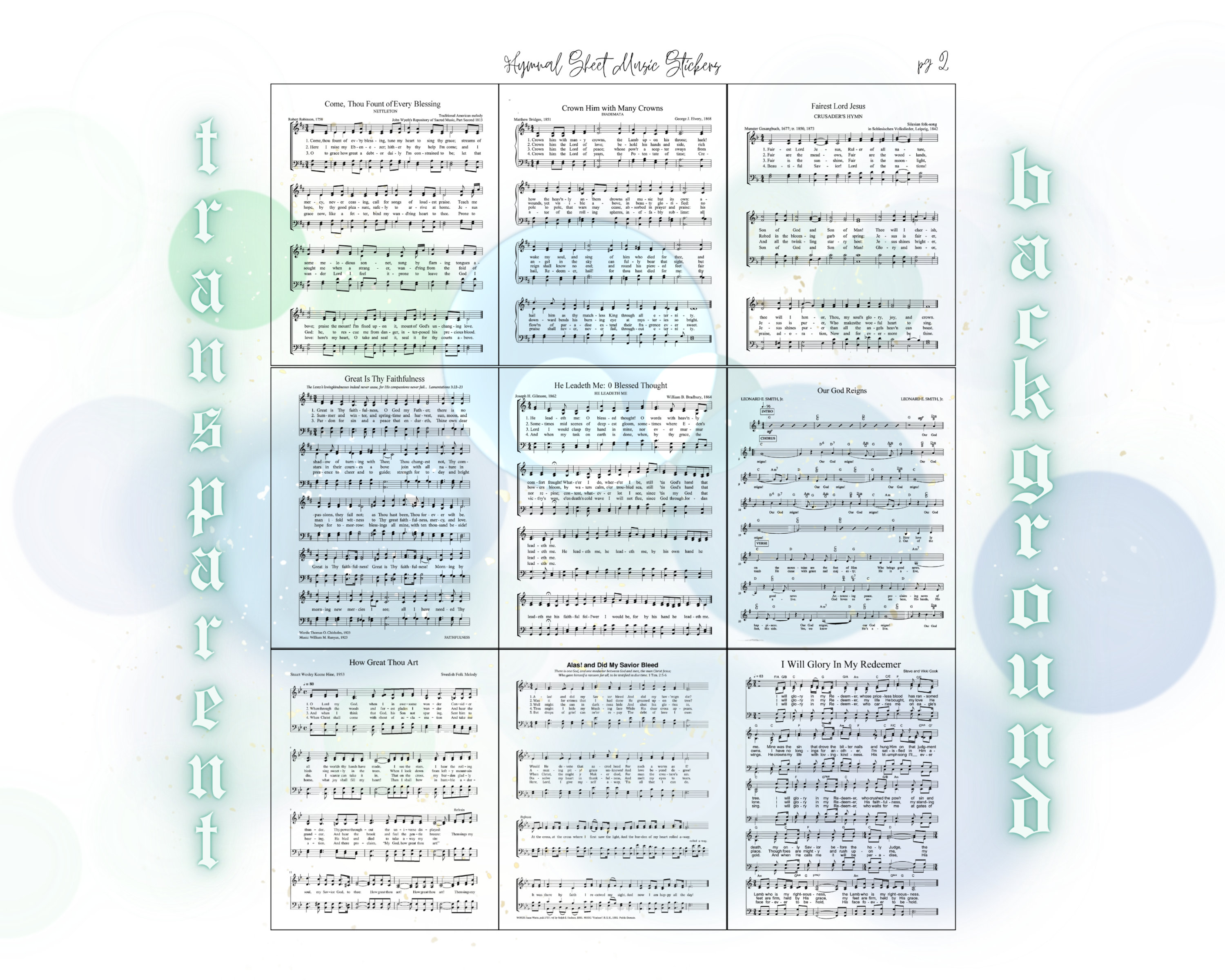 Transparent Hymn Stickers Christian Hymn Decals Christian - Etsy
