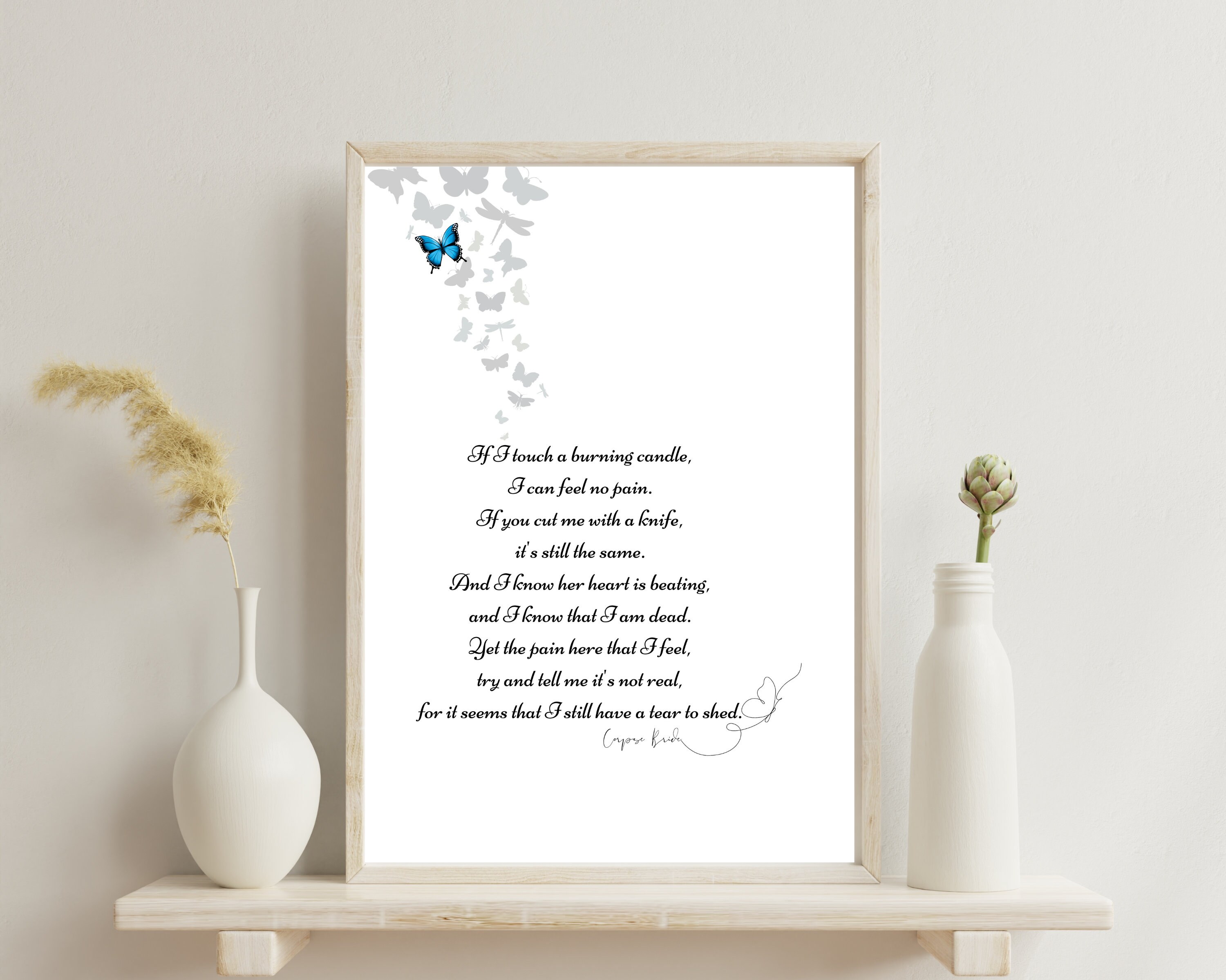Corpse Bride Quote, Butterfly Art Print, Printable Wall Art, Digital ...