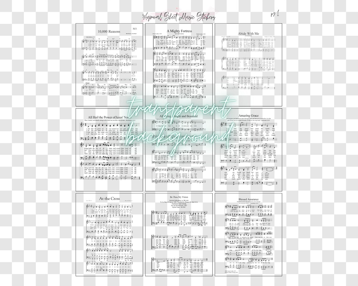 Transparent Hymn Stickers, Christian Hymn Decals, Christian Stickers ...