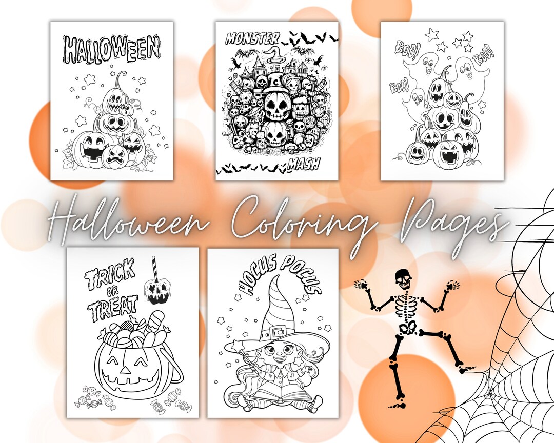 Spooky Halloween Coloring Pages for Kids (printable PDF) - Etsy