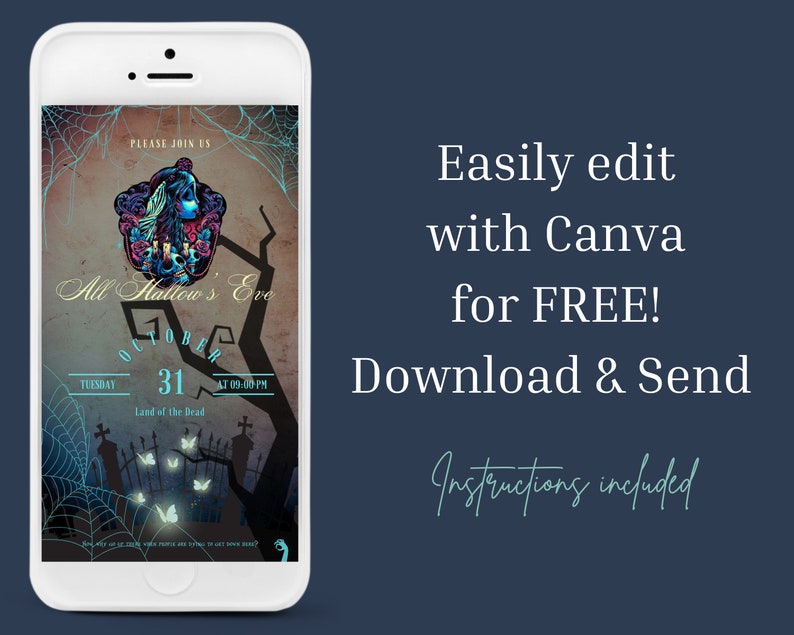 Corpse Bride Digital Invitation Template, 7x5 Printable Card Template ...