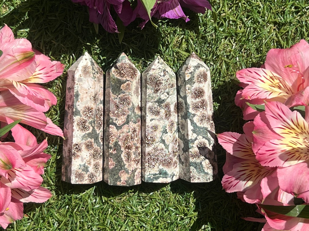 Green Flower Jasper Towers - Etsy