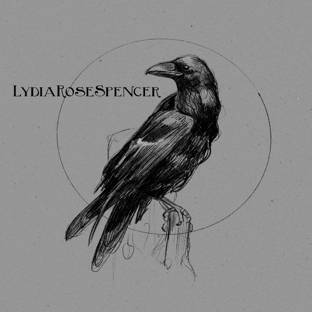 Raven Art Print - Raven Drawing - Raven Sketch - Gothic Decor - Dark ...