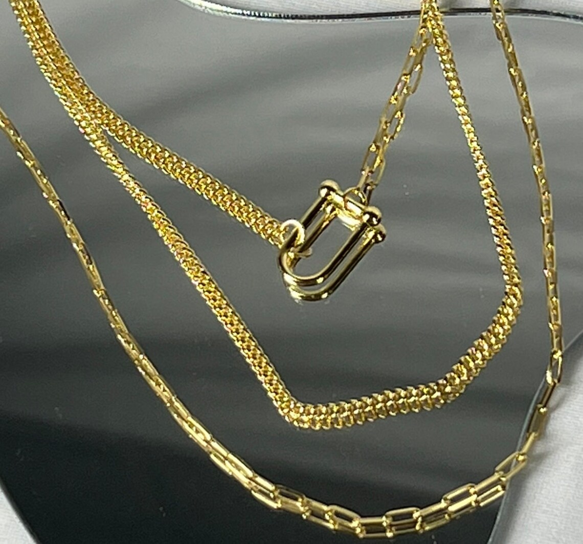 Gold Sterling Silver Layer Paperclip Chain - Etsy