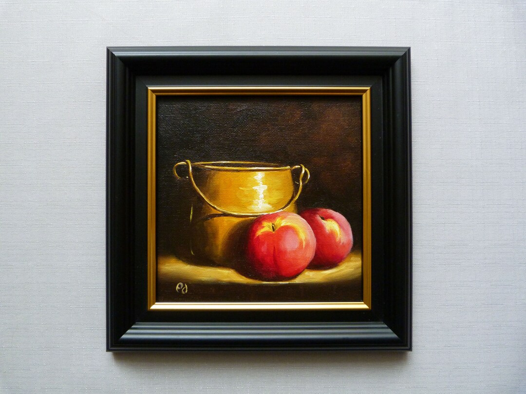Still Life With Brass Pot and Peaches Still Life Painting - Etsy