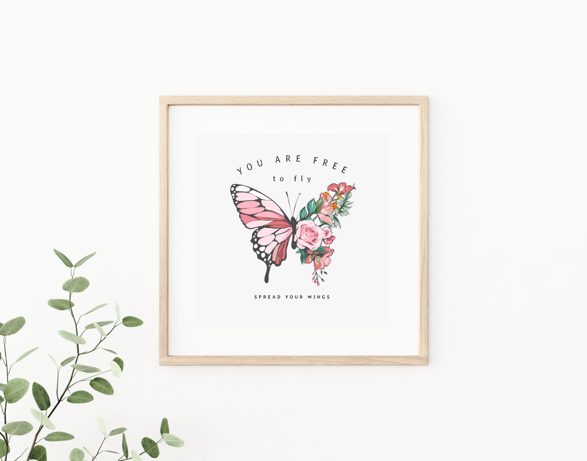 Pink Butterfly Art, Free Butterfly Art, Inspiring Wall Art, Positive ...
