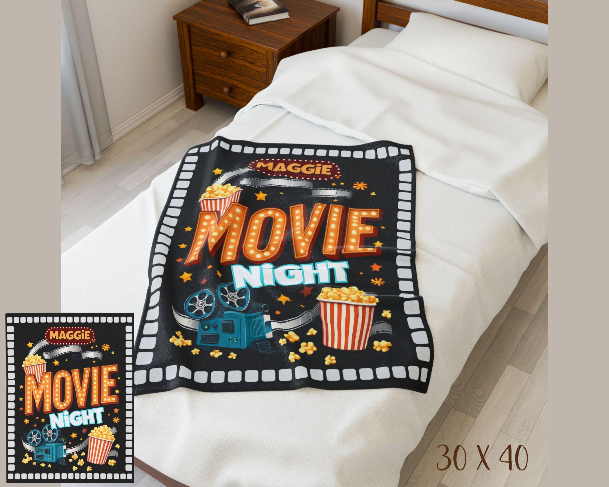 Customized Movie Night Throw Name, Movie Blanket Gift, Movie Theater ...