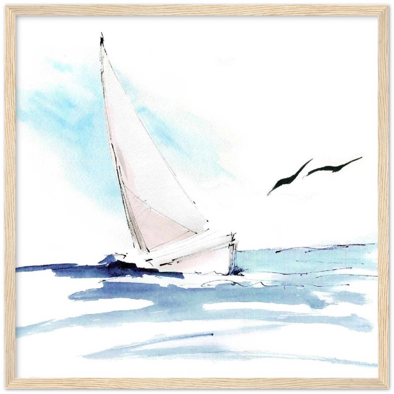 Watercolor Sailboat Print, Sailboat Wall Art, Coastal Art Print - Etsy