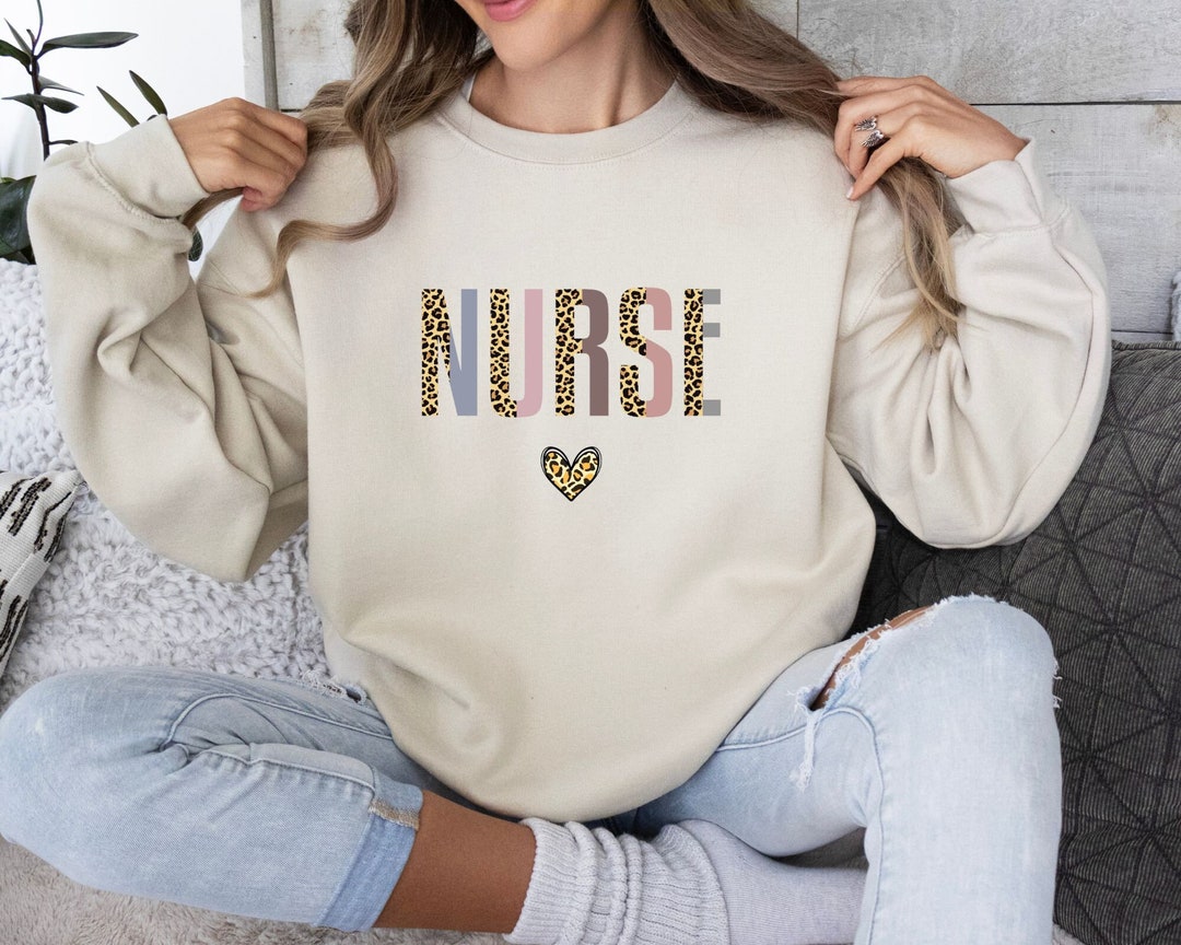 Leopard Nurse Sweatshirt, Nurse Leopard Gift, RN Leopard Sweatshirt, RN ...