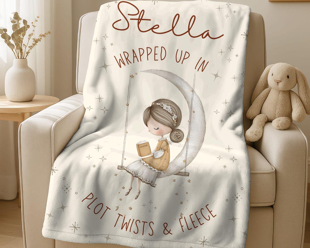 Girl Blanket Personalized, Cozy Reading Blanket, Book Reader Blanket ...