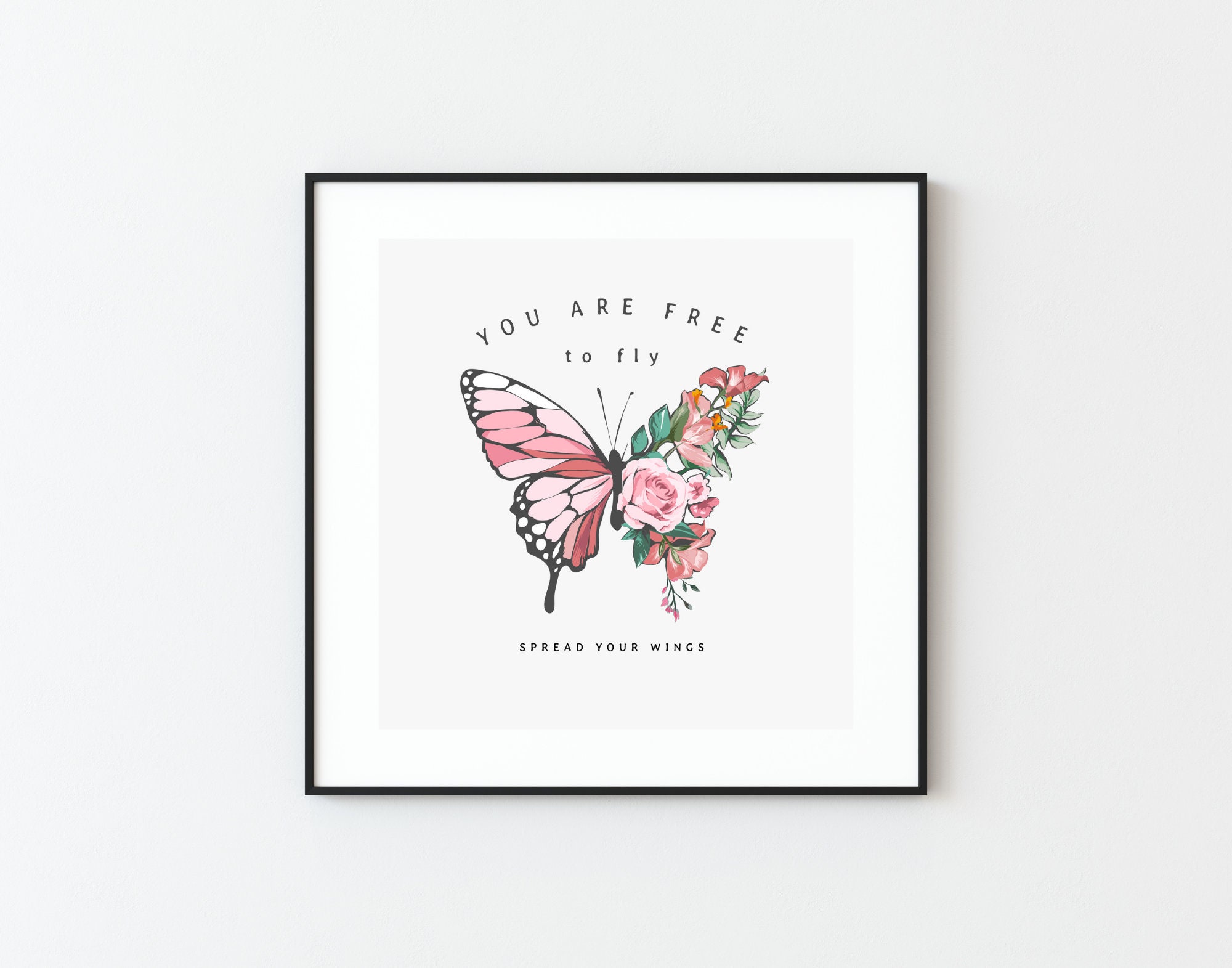 Pink Butterfly Art, Free Butterfly Art, Inspiring Wall Art, Positive ...