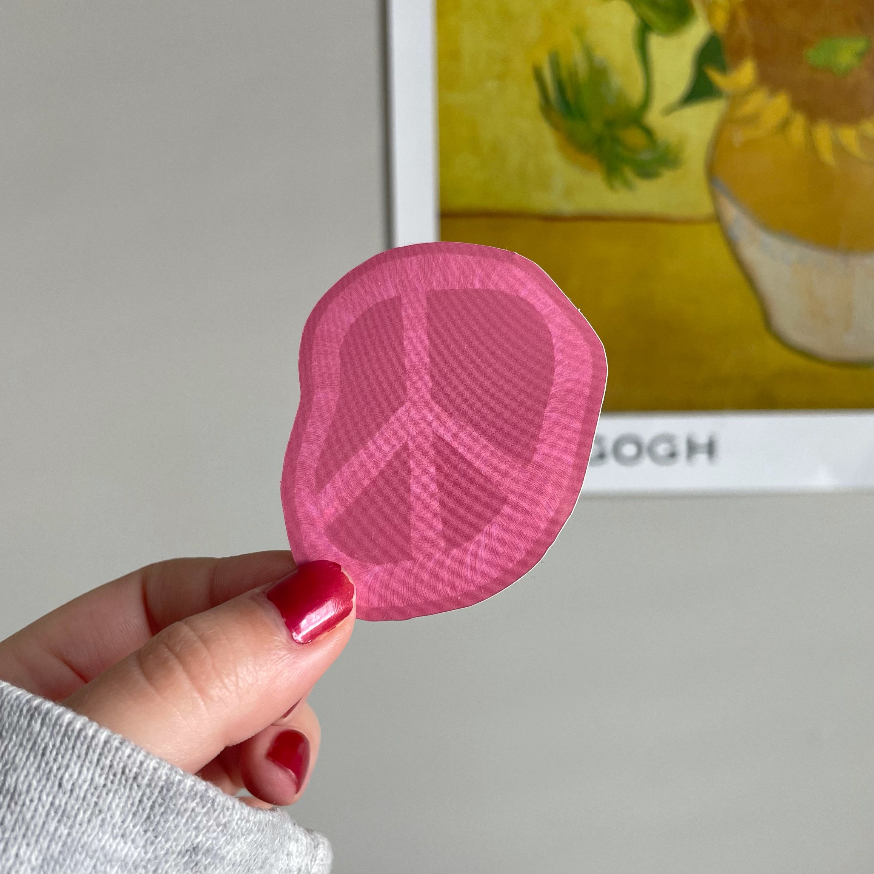 Peace Sign Sticker (pink) - Etsy