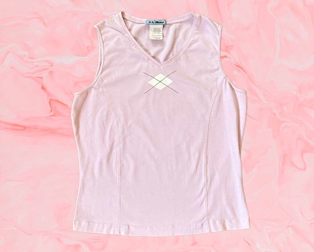 Y2k Preppy Tank Top, Vintage 2000s L.A. Movers Sleeveless Shirt, Medium ...