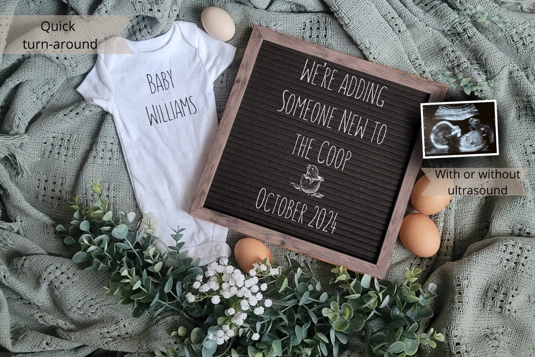 Chicken Coop Pregnancy Announcement Digital, Neutral Farm Baby Reveal ...