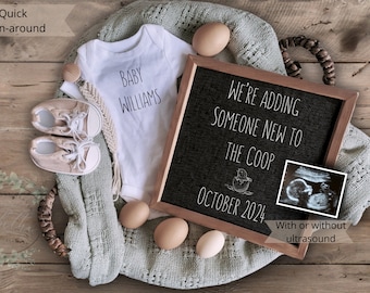 Cutest Farm Pregnancy Announcement Digital, New to the Coop Chicken ...