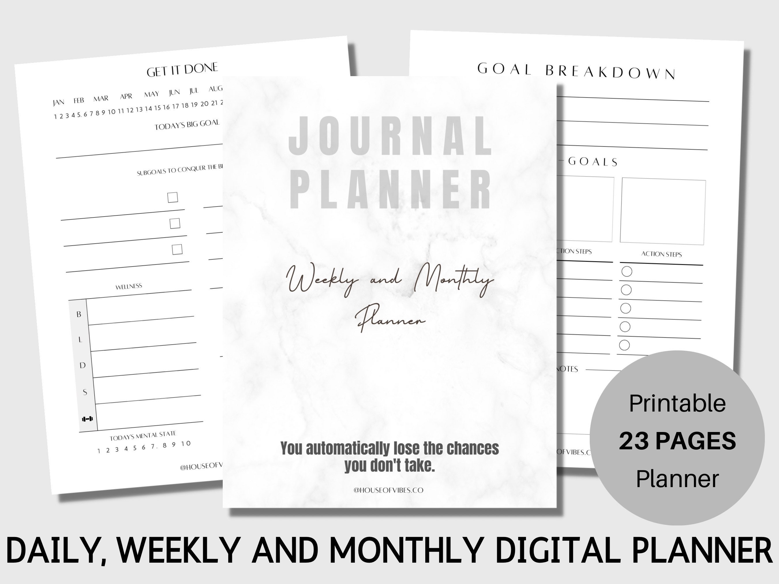 Printable Digital Planner | Daily, Weekly, Monthly and Yearly Planner ...