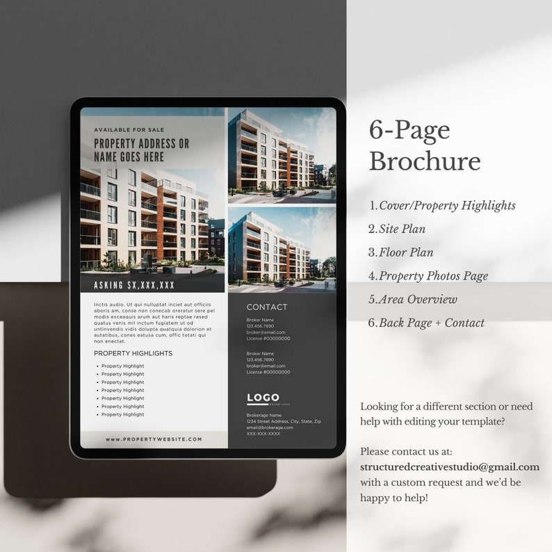 Commercial Real Estate Brochure Template: 8.5"x11" Marketing Flyer ...