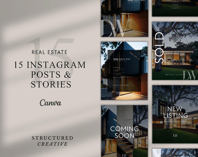Real Estate Instagram Templates: 15 Canva Post & Story Designs - Etsy