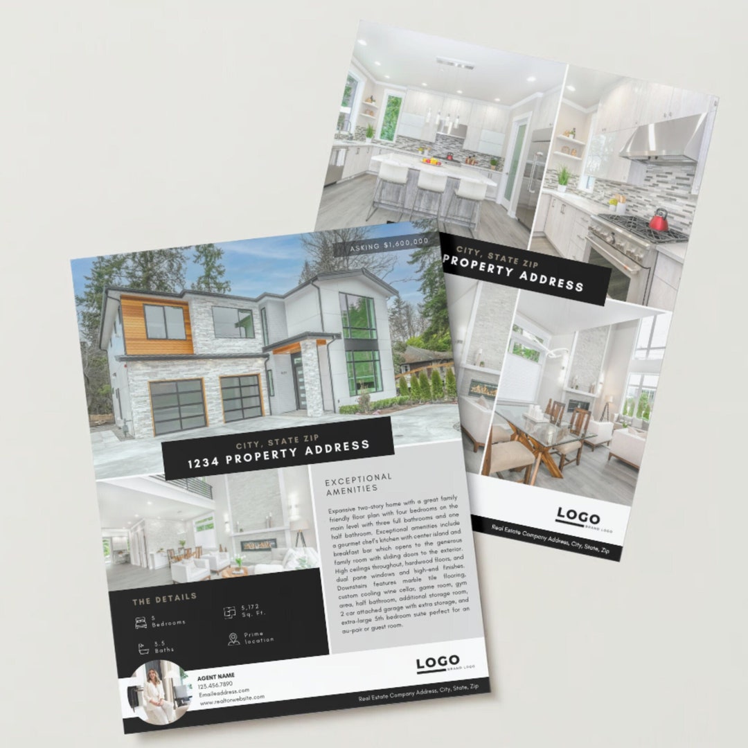 Real Estate Listing Flyer | 2 Page Flyer Template | Realtor Marketing ...