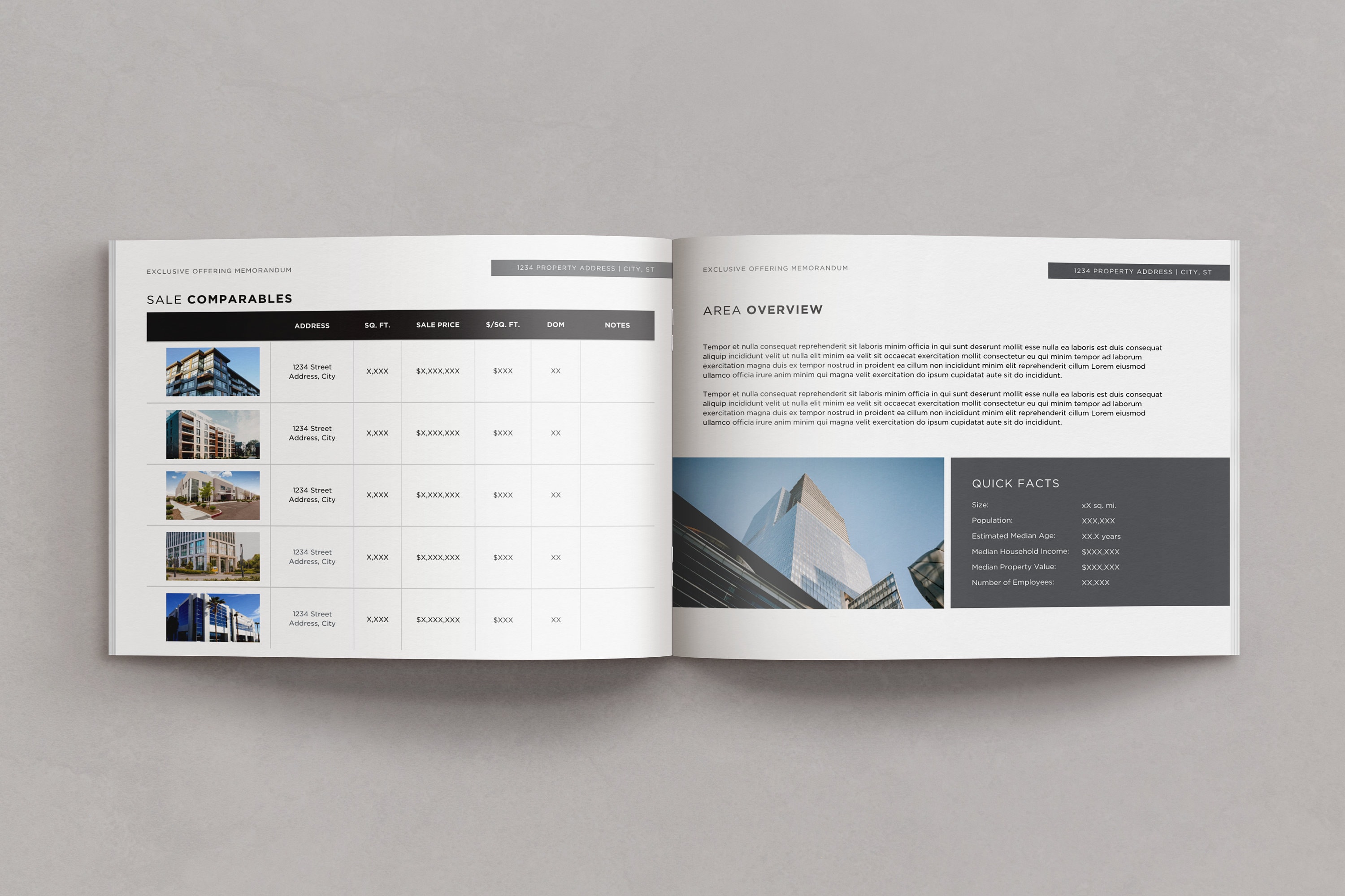 Commercial Real Estate Offering Memorandum Template: Editable Brochure ...