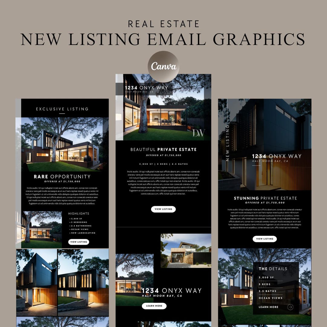 Real Estate Email Templates: New Listing Graphics for Canva - Etsy
