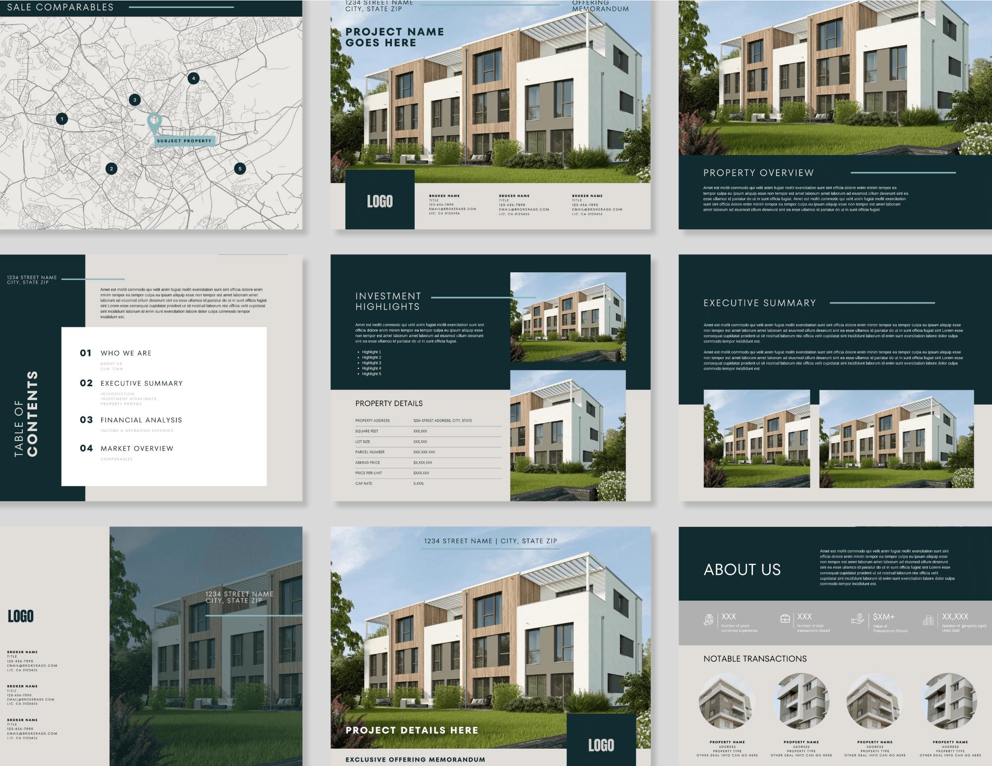 Commercial Real Estate Offering Memorandum | 15-page Canva Template ...