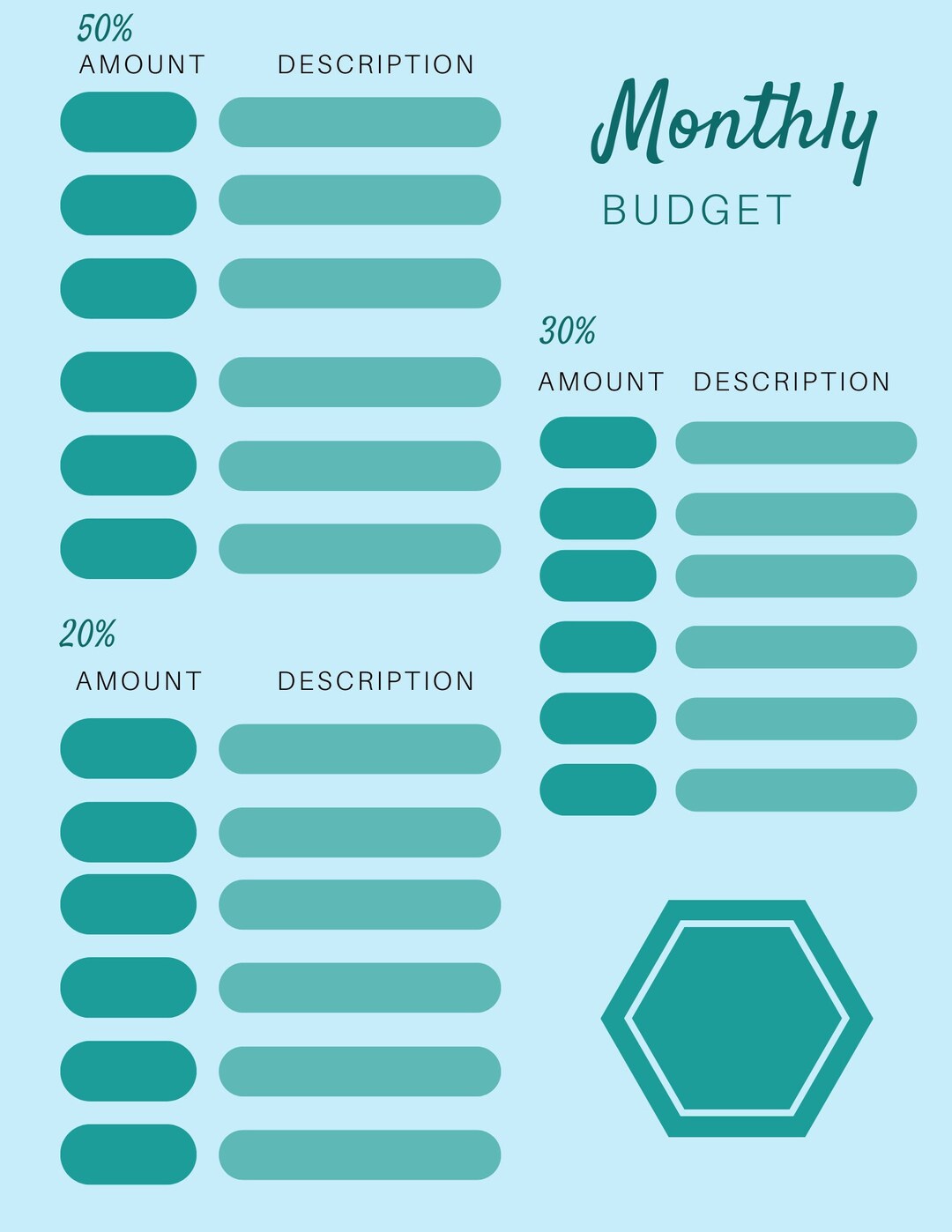 Monthly Money Budget Planner, Plan How Your Going to Spend Your Money ...