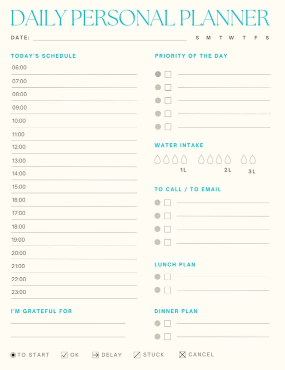 Daily Planner Plan Every Hour of Day Simple Planner to Do - Etsy