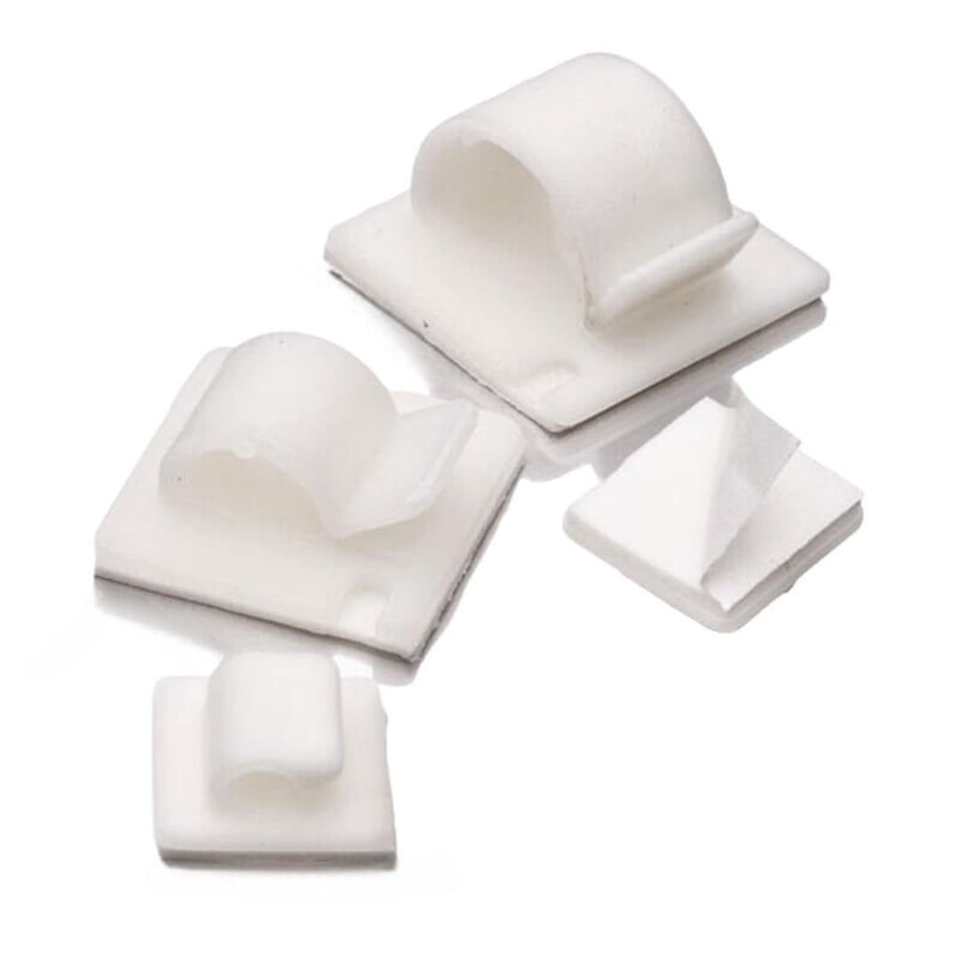 White Self Adhesive Cable Clips Mounts Nylon With Sticky Pads - Etsy UK