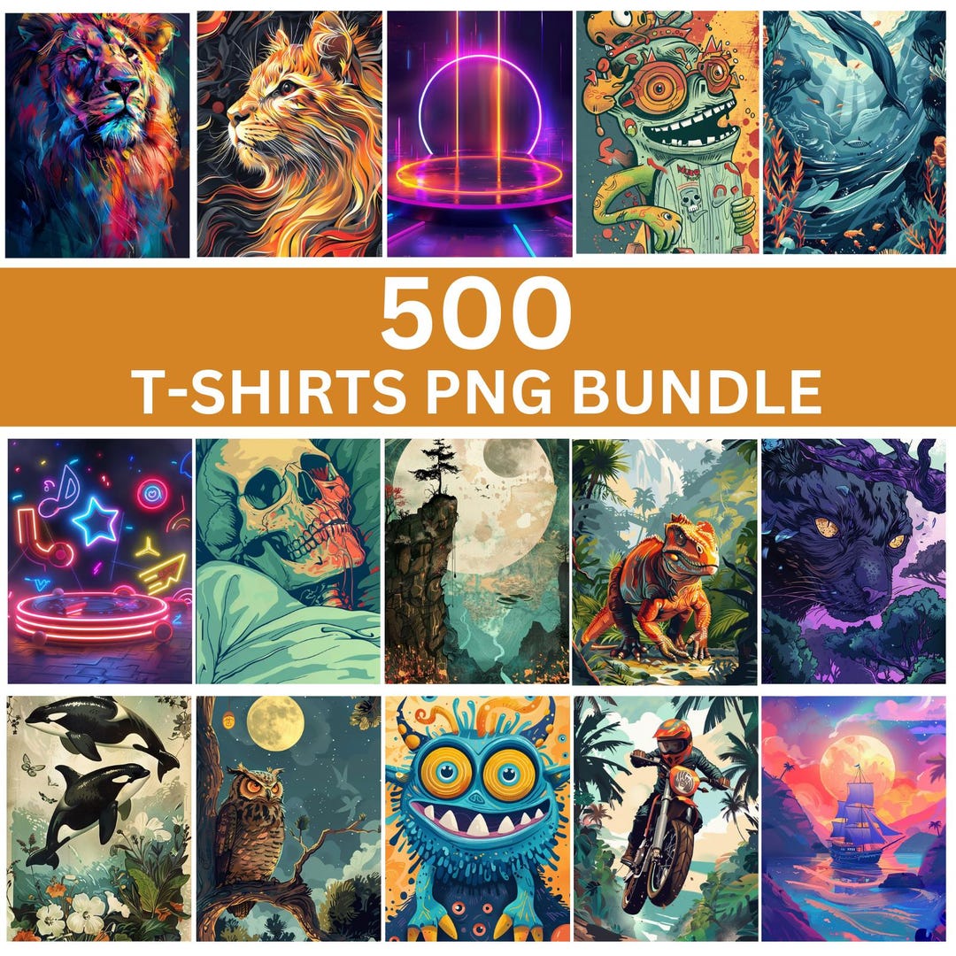500 T Shirt Designs Bundle, Colorful and Stylish T Shirt Design, Unique ...
