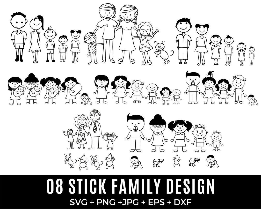 08 Stick Family Svg Bundle Stick Family Clipart Stick Family - Etsy