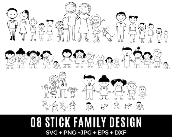 08 Stick Family Svg Bundle Stick Family Clipart Stick Family - Etsy