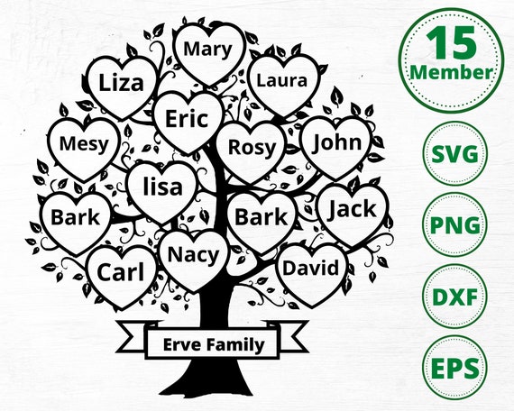 15 People Family Tree Svg Family Tree Svg 15 Members 15 - Etsy