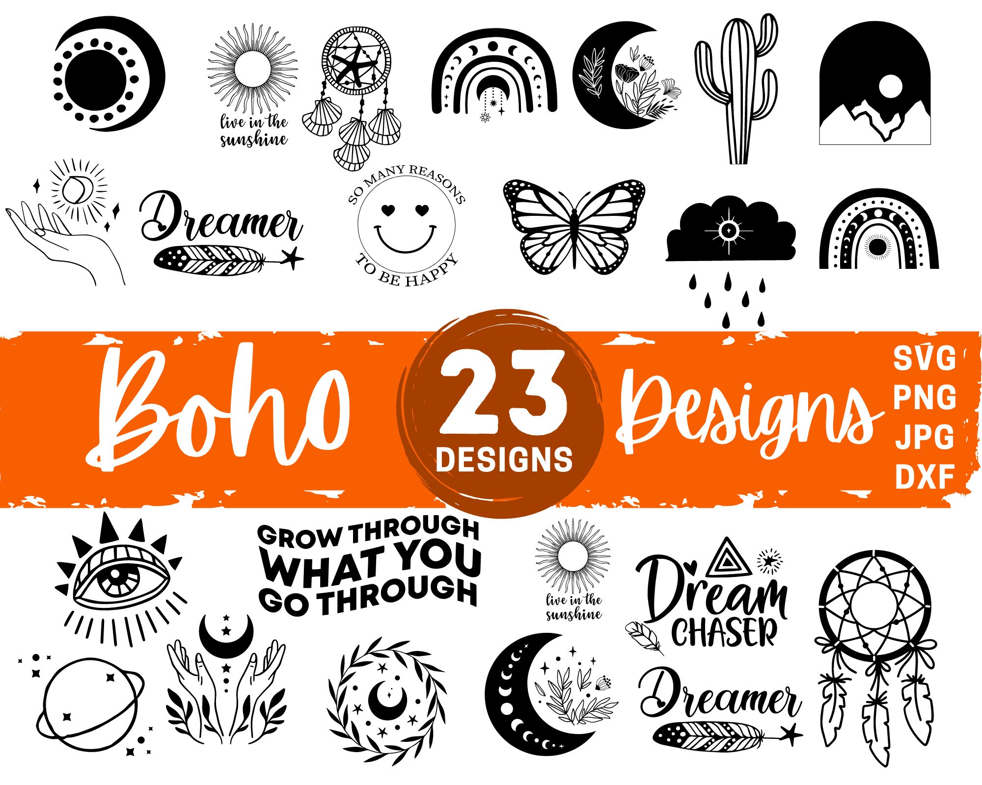 50 Boho Svg Bundle Boho Rainbow Svg Boho Svg Hippie Svg - Etsy