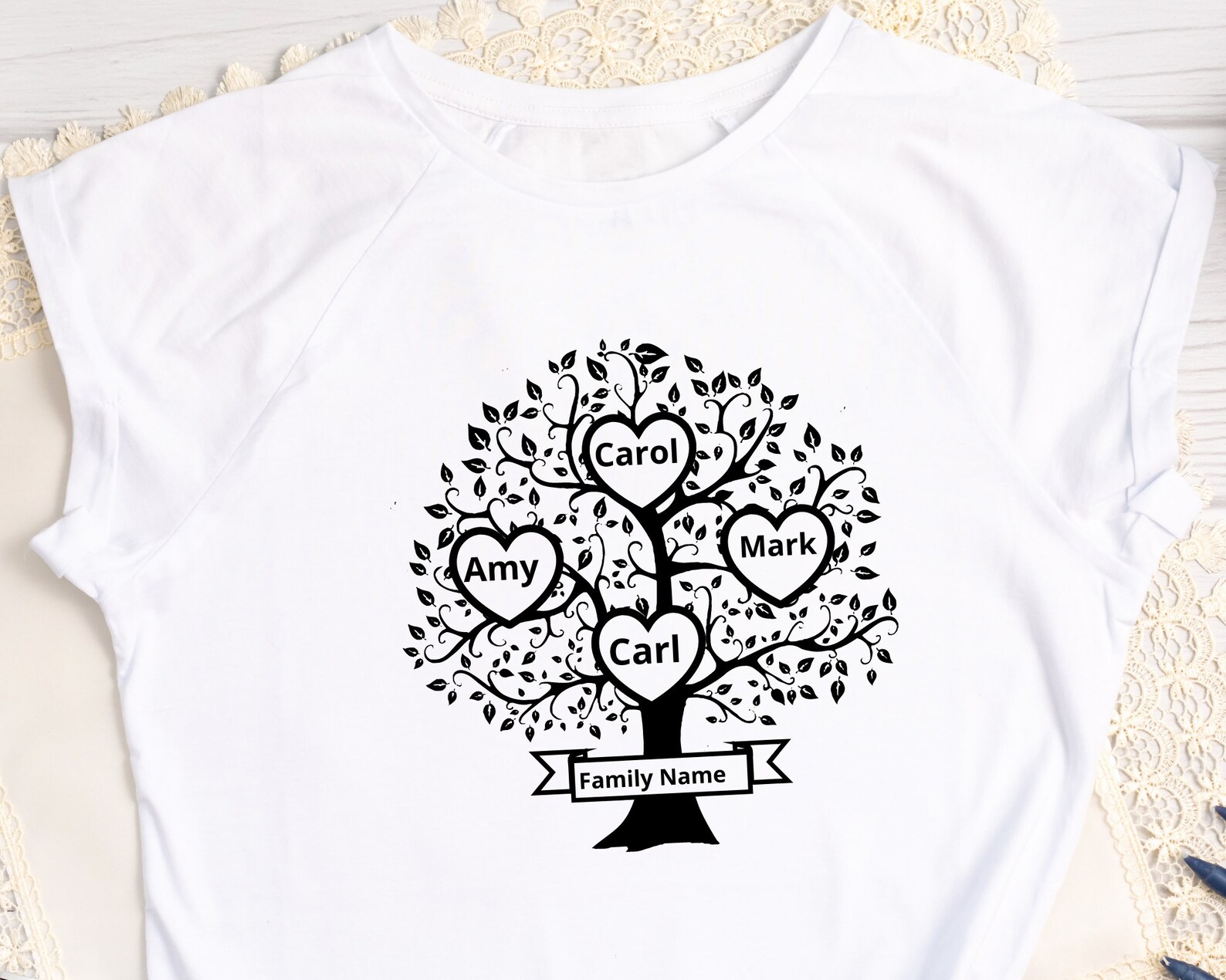 Family Tree Svg 4 Members 4 Family Member Tree Family Heart - Etsy