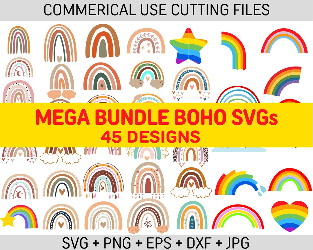 45 Mega Rainbow Bundle Svg, Rainbow Bundle Svg for Cricut, Rainbow ...